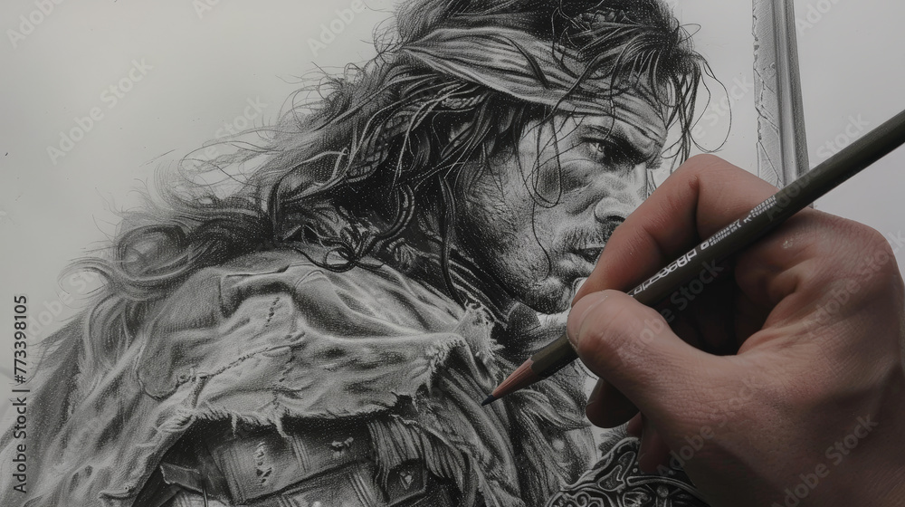 Highlander Sketch: A Tribute to Scottish Heritage. Generative AI Stock ...