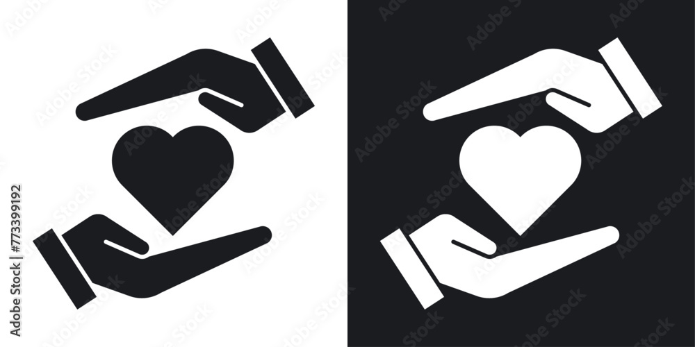 Hand Holding Heart and Care Icons. Love Symbolism and Compassionate ...