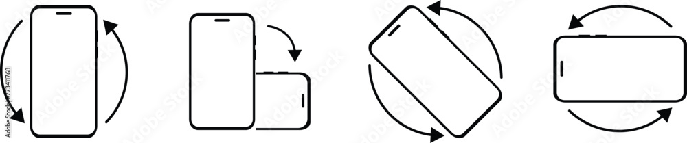2. Rotate Mobile Phone Vector. Screen rotation. Device rotation symbol.. Device rotation simple ...