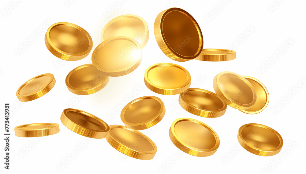 Win gold coin explosion illustration shiny currency win gold coin ...