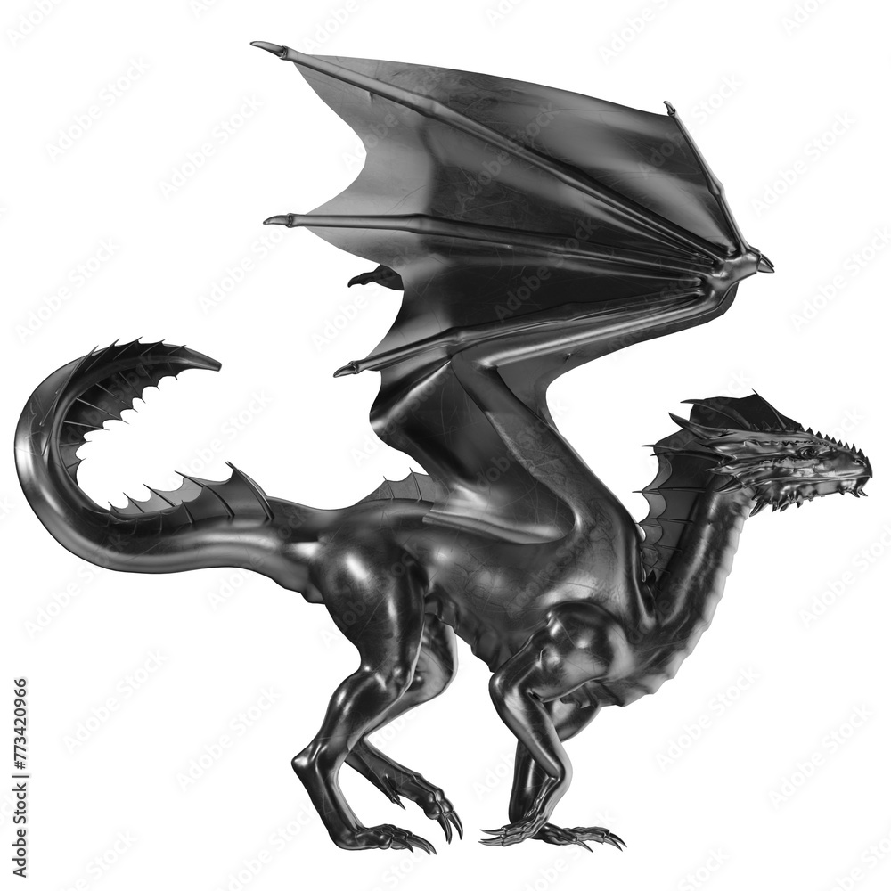 3d rendered overlay of a silver dragon statue isolated on transparent ...