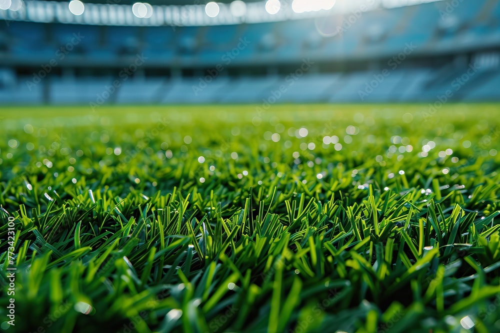 Artificial grass football field background. White lines. Macro grass ...