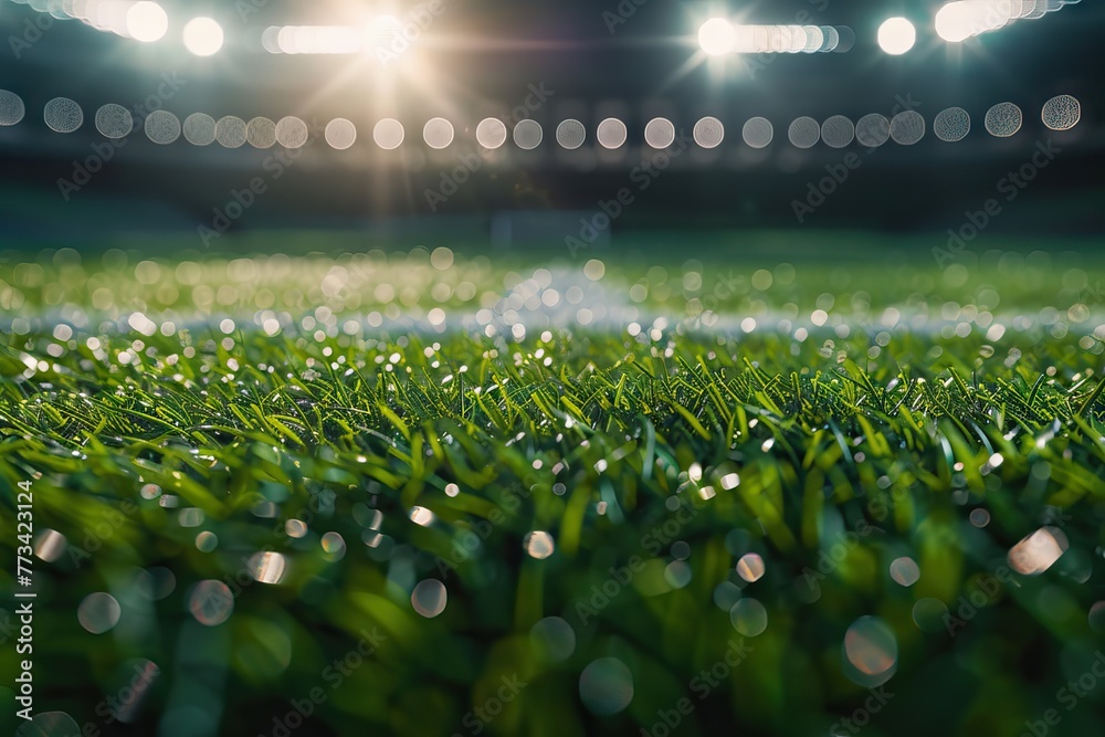 Artificial grass football field background. White lines. Macro grass ...