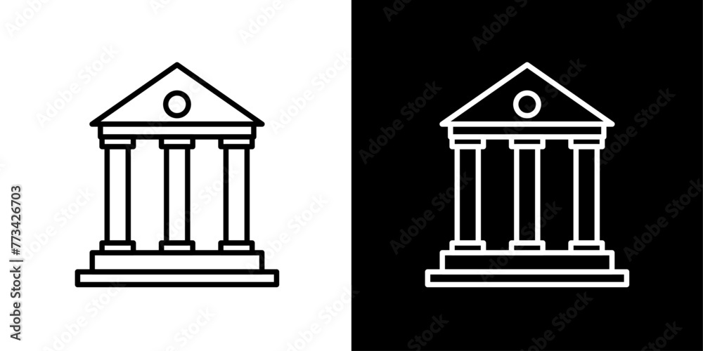 Financial Institution and Bank Building Icons. Federal Bank Structure ...