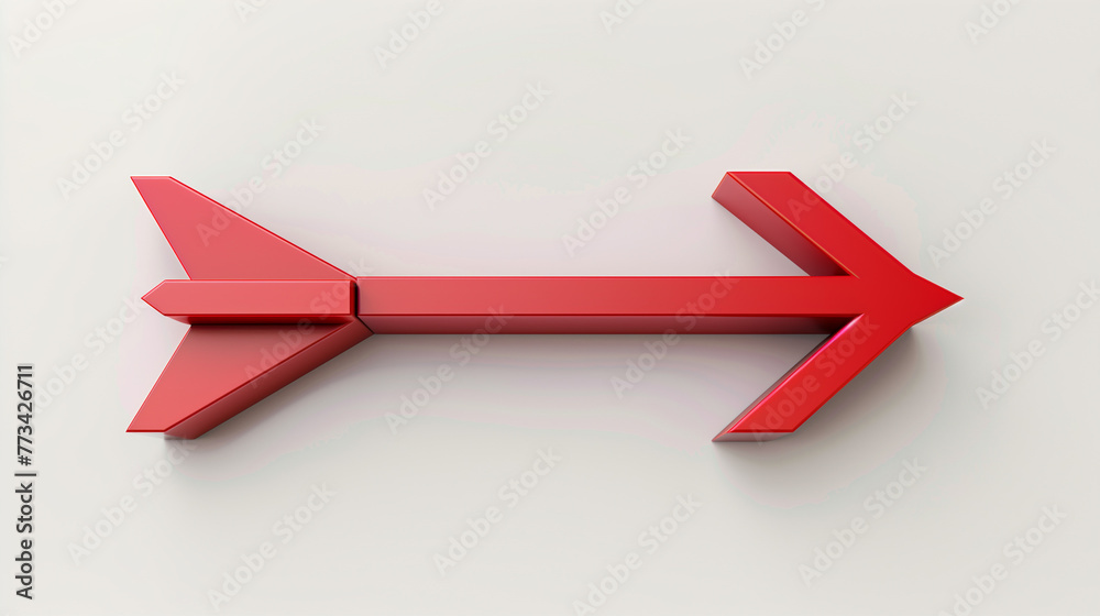3D illustration of a red arrow splitting into three directions on a ...