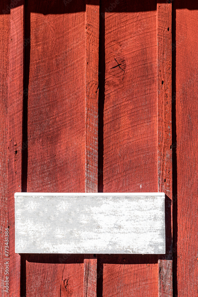 Exterior vintage red barn wood texture with empty white panel Stock ...