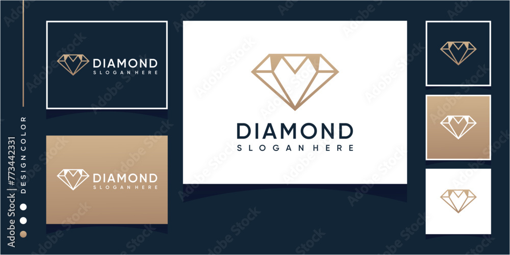 Diamond Logo Concept sign icon symbol Design. Diamond combine with ...