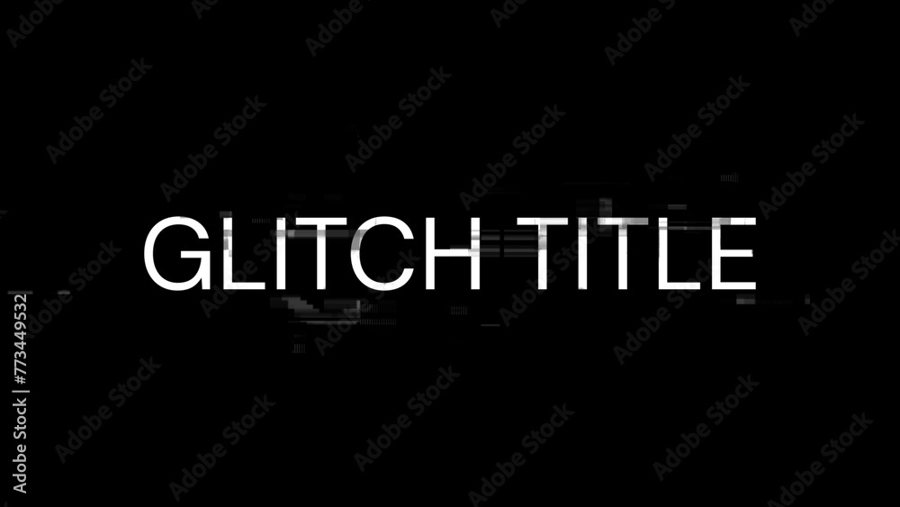 3D rendering glitch title text with screen effects of technological ...