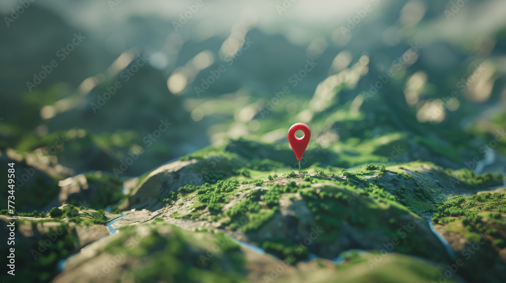 Map marker location pin on the landscape map, gps and navigation ...