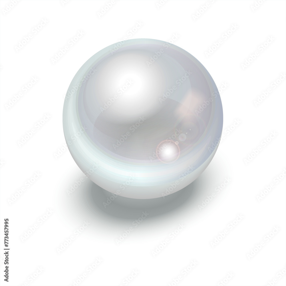 Single colorful white pearl isolated on white background. Mother-of ...