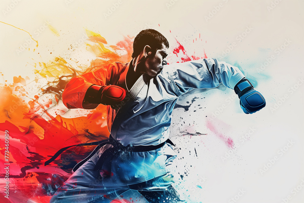Modern mix martial art colorful illustration design, MMA digital ...
