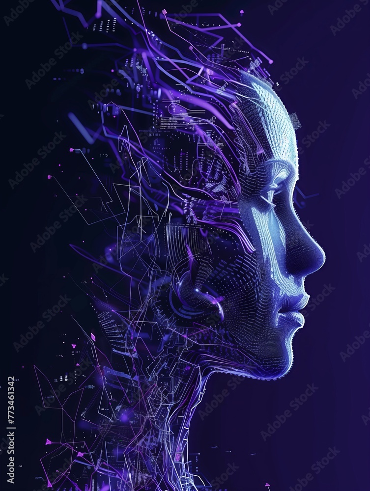 Ai. Artificial intelligence and LLM deep learning creating a humanoid ...