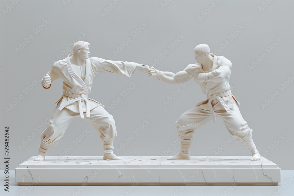 Mix martial art 3D statue design, Two person boxing ornament figure ...