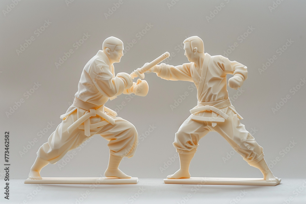 Mix martial art 3D statue design, Two person boxing ornament figure ...
