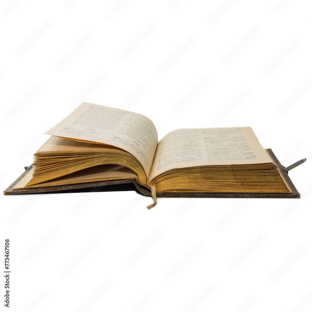 old open book isolated on white background, transparent png graphic ...