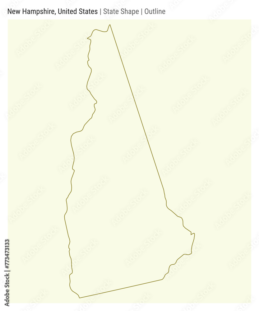 New Hampshire, United States. Simple vector map. State shape. Outline ...