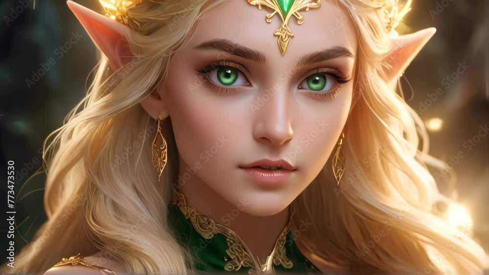 Elf Blond Woman Portrait. Imaginary Fairy Tale legendary Character ...