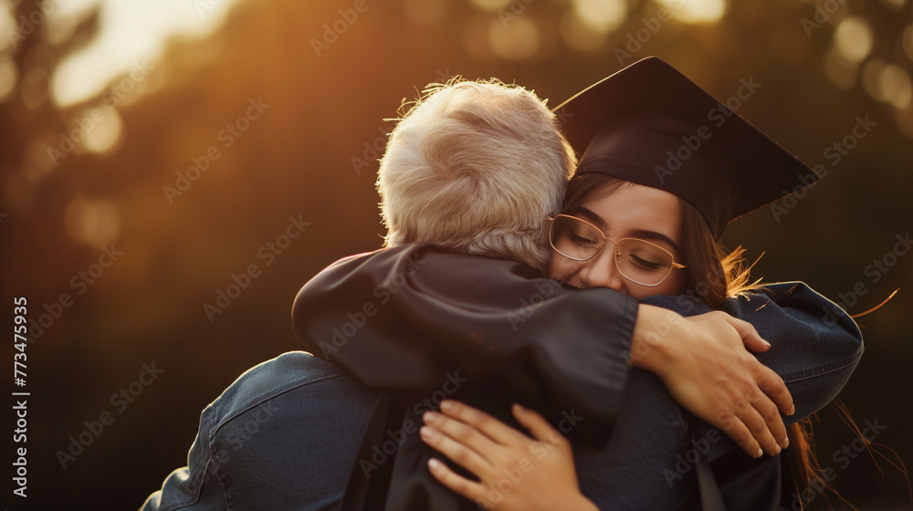 An emotional farewell hug between a graduate and a beloved professor ...