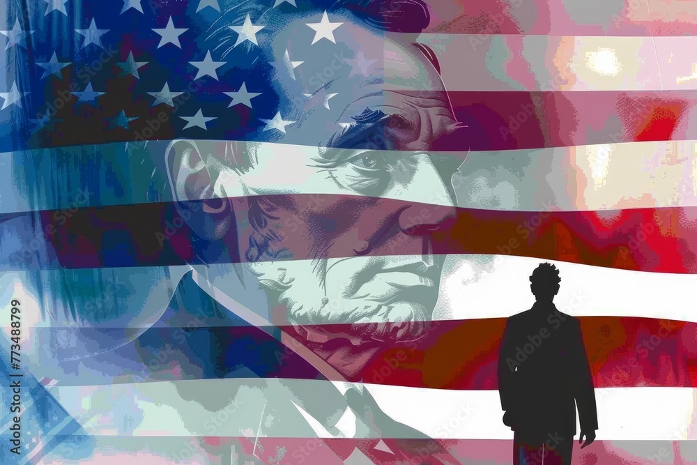 Collage of American President Abraham Lincoln and George Washington ...