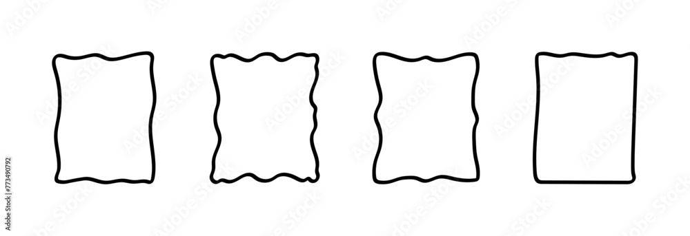 Hand-drawn doodle wave scalloped edge frames. Set of the vector curved ...