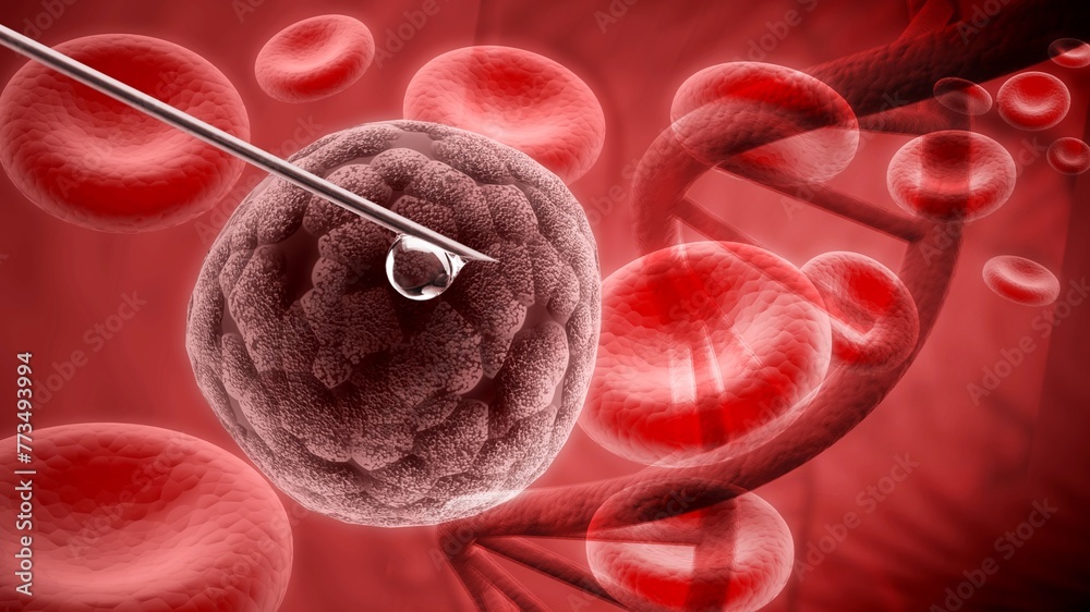 Steam cell concept, medical syringe and molecule Stock Photo | Adobe Stock