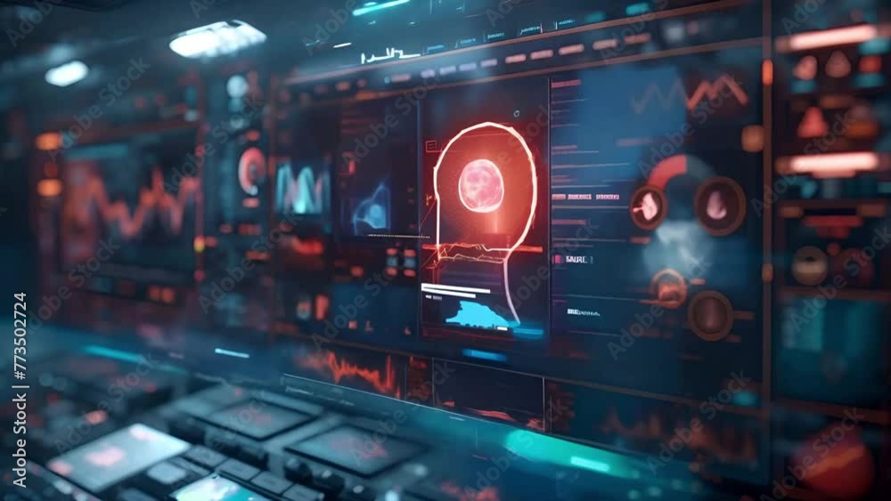 Vidéo Stock High-tech monitor displays advanced neural network analysis ...