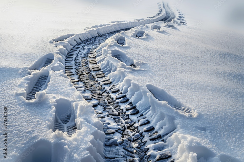 A sleek fusion of tire tread and footprints on a soft grey canvas ...