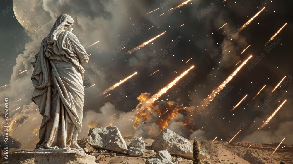 Lot's wife turned into a pillar of salt observing the destruction of ...