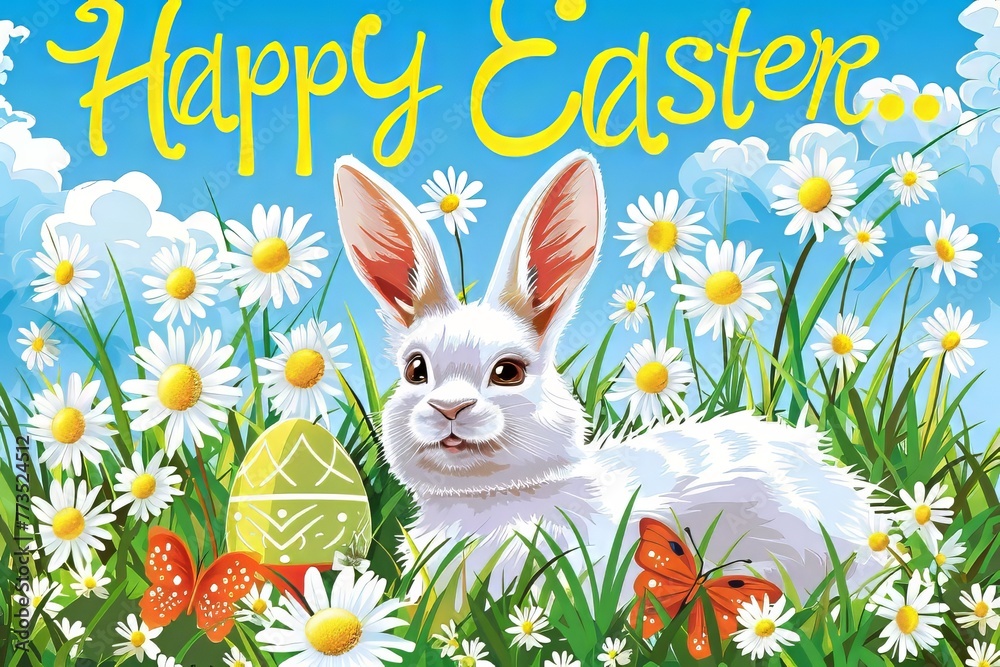 Easter Greetings: cute clip art with phrases like "Happy Easter" Stock ...