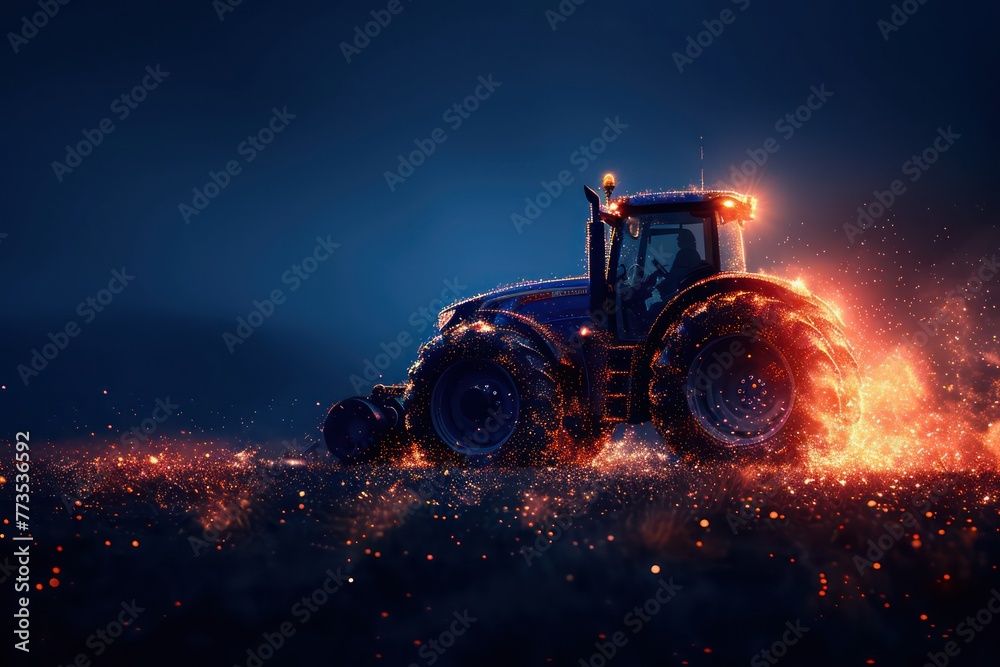 3d rendering illustration Agriculture and Farming car truck.hologram ...