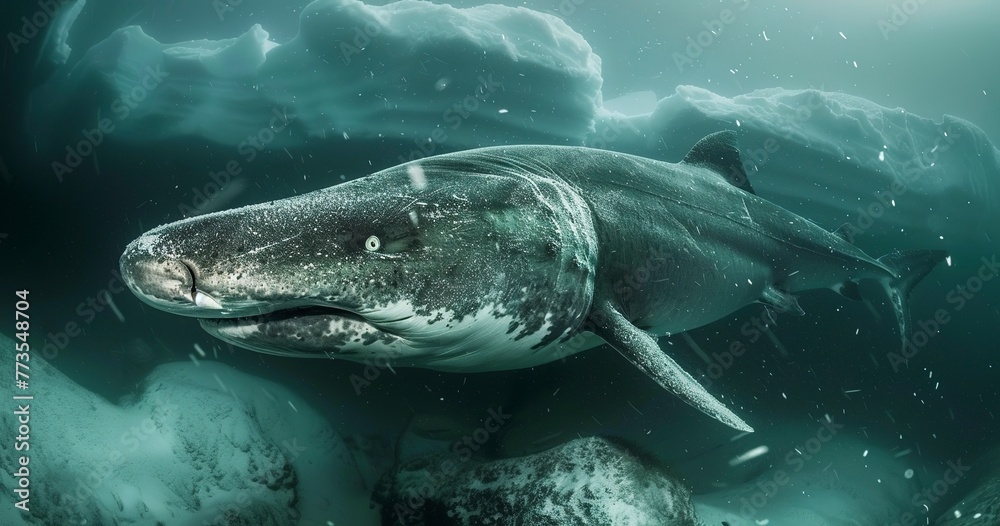 Greenland Shark, elusive deep-sea predator, beneath the ice, ancient ...