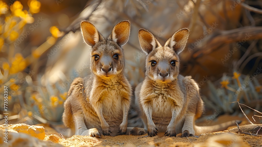 endearing sight of baby kangaroos snuggling on a desert sand-inspired ...