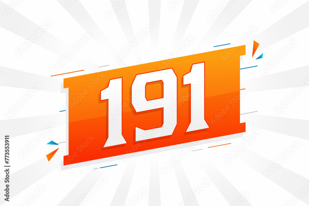191 number vector font alphabet. Number 191 with decorative element ...