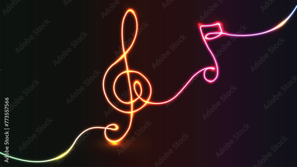 Neon Music. Line art. Music notes. Melody, classical music, sound ...