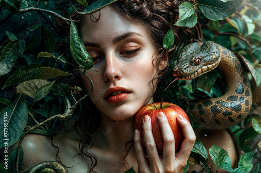 Exploring the Biblical Narrative: Eve, the Red Apple, and the Serpent ...