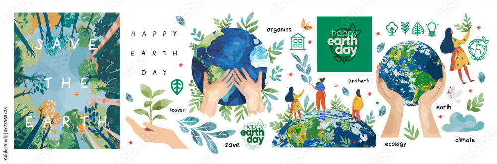 Earth Day. Environment Day. Save the planet. Vector illustration of ...