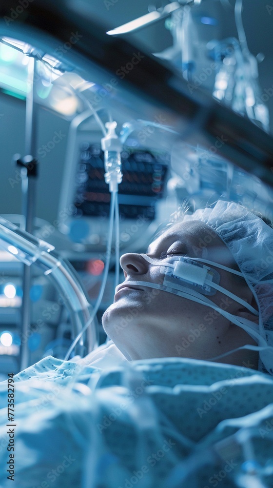 Patient Recovery, post-surgery recovery process, a patient in the ...