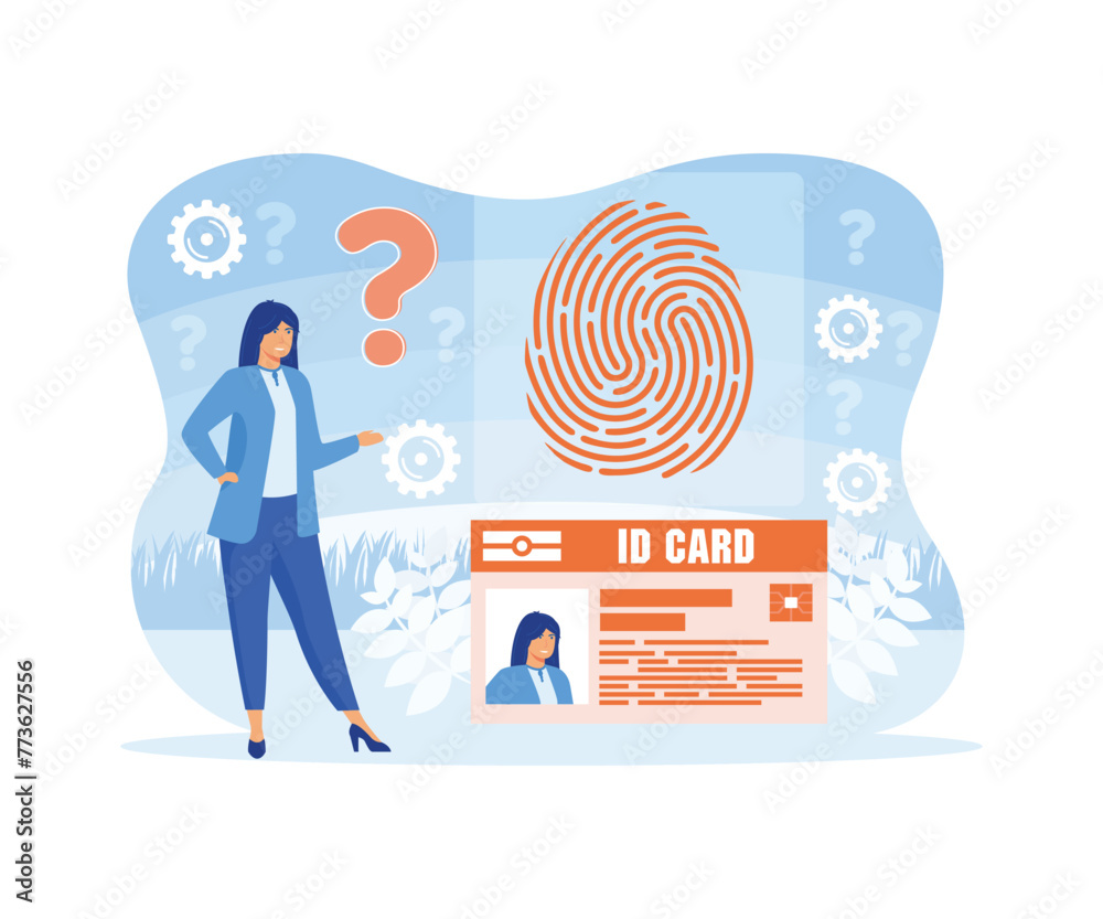 Personal ID and biometric access control. Person using identity office ...