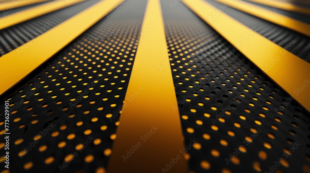 Abstract yellow and black perforated surface - The image depicts an ...