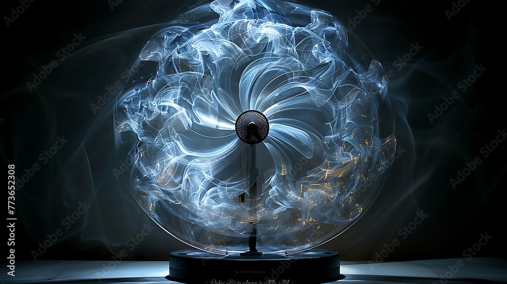 The rhythmic oscillation of a tabletop fan creates a hypnotic display ...