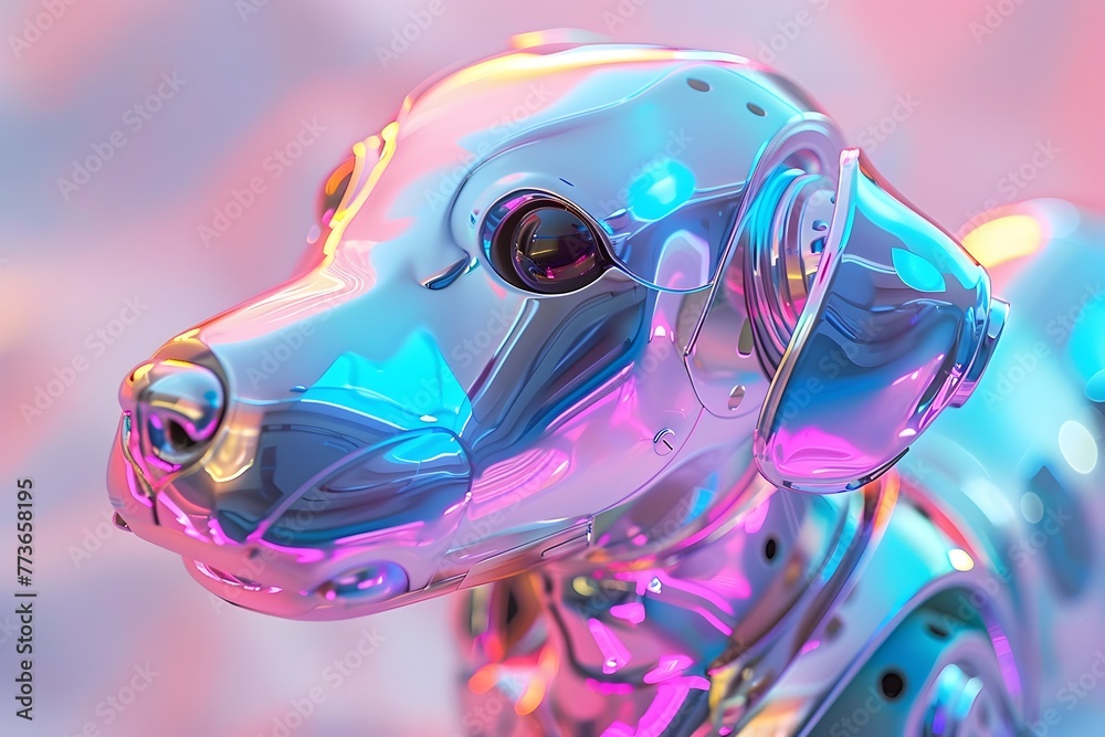 Autonomous Robot Dog in Vaporwave Watercolor Clipart:Companionship ...