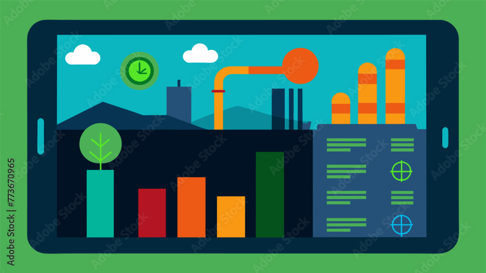 Closeup of a digital dashboard displaying the realtime carbon footprint ...