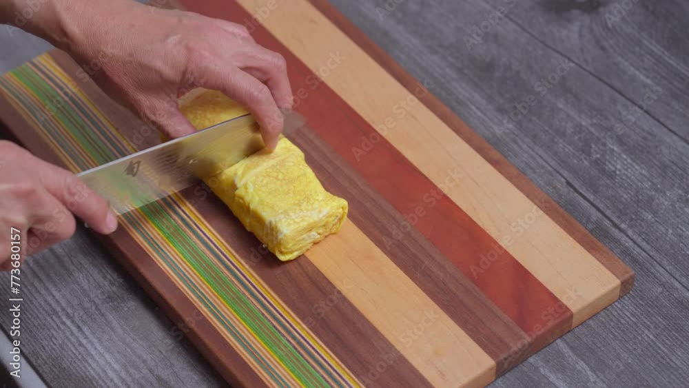 Top Down How To Cook Japanese Egg Omelette Tamago. Tamagoyaki Recipe ...