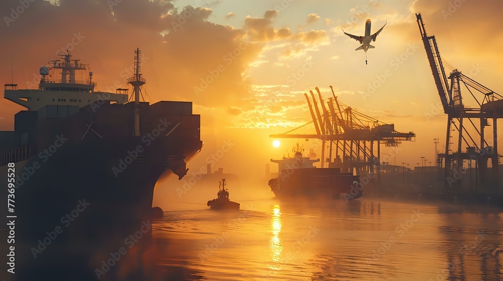Sunrise Logistics: Handling Cargo Ship and Plane in Shipyard Operations ...