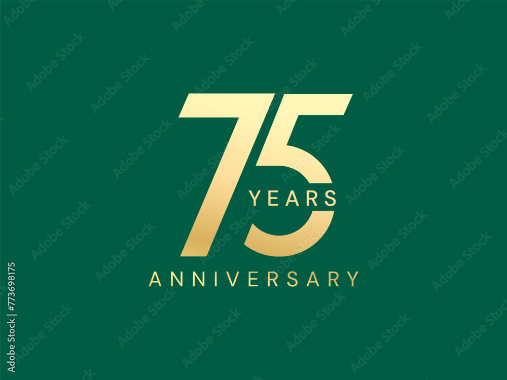 75th Anniversary luxury gold celebration with Italics number style logo ...