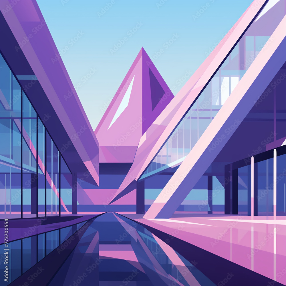 Generate a minimalist and abstract depiction of architecture using a ...