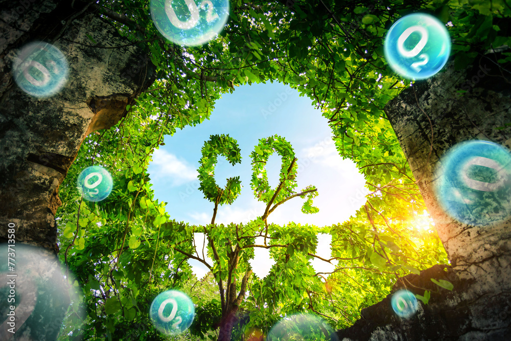 Concept depicting the issue of carbon dioxide emissions and its impact ...