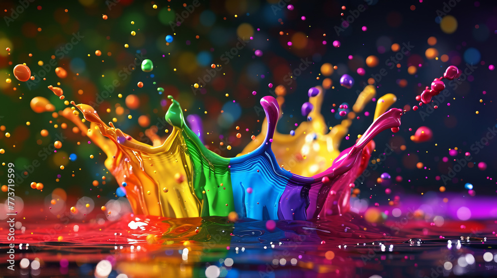 Hyper-realistic 8K desktop wallpaper featuring a vibrant paint splash ...