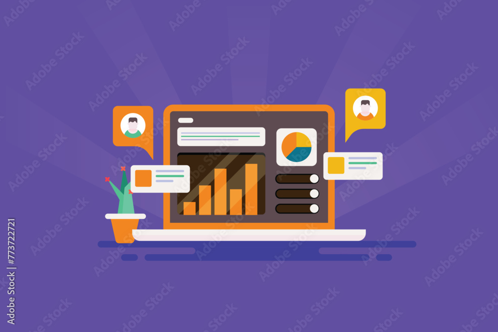 Advertising campaign performance analytics report on software dashboard ...