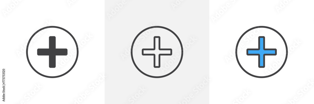 Addition Function and Increment Icons. Create New Page or Document ...